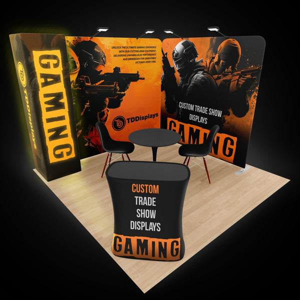 10x10 or 10x8 Pro Booth 2 - Corner Trade Show Booth with LED Backlit T ...