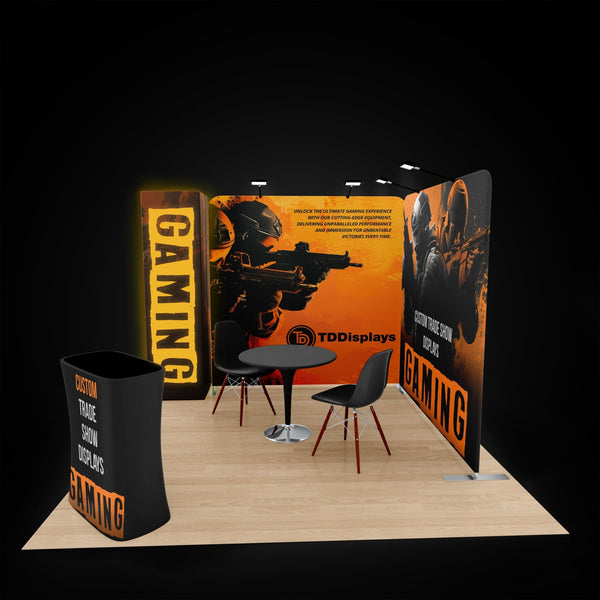 10x10 or 10x8 Pro Booth 2 - Corner Trade Show Booth with LED Backlit T ...