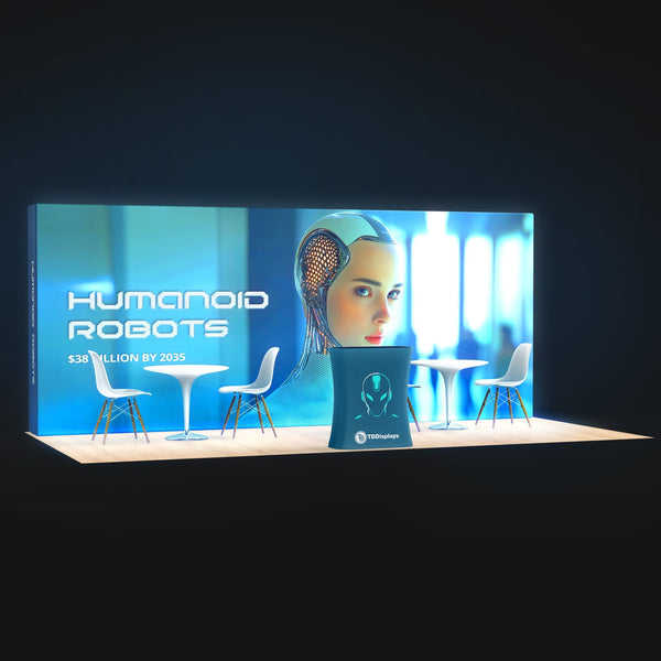 20 FT Trade Show Backlit Display Light Wall, 20'x8', Backlit Trade Sho ...