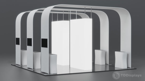 20x20 Pro Booth 11 - Backlit Trade Show Arch Booth, 3 Archways, Split ...