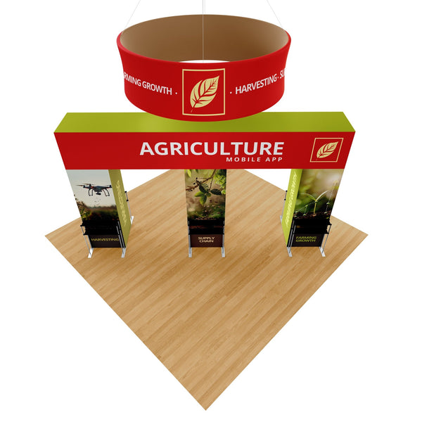 20x20 Pro Booth 22 - Circular Hanging Banner and Arch Backdrop Wall, P ...