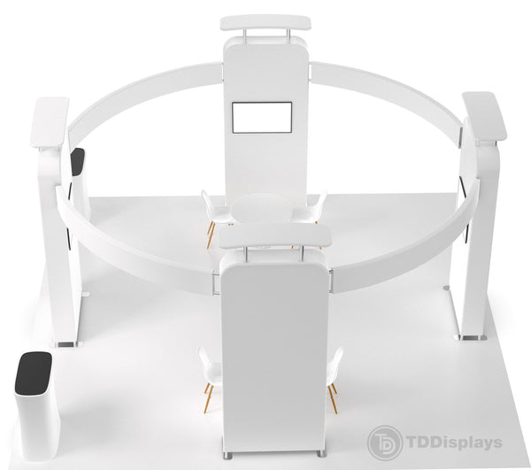 20x20 Pro-Package E - 4 Towers Circular Ring Banner, Demo Area, Produc ...