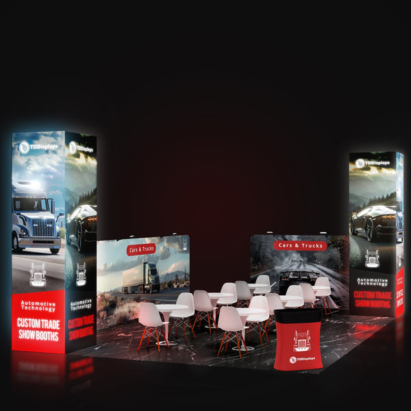 30x20 Pro Booth 9 - Custom 14 Ft Pop Up Backlit Towers Tension Fabric ...