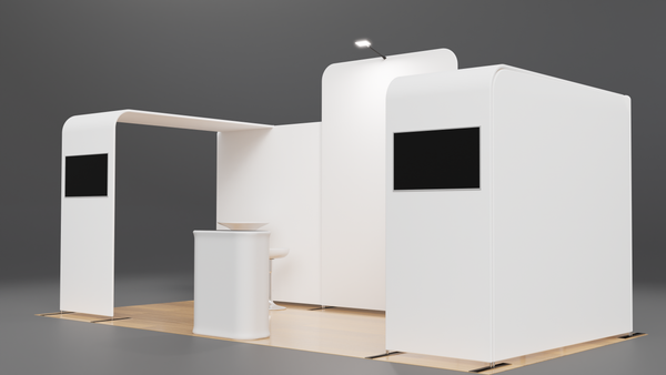20x10 Pro Booth 17X - Enclosed Arch and Modular Backdrop Standard Boot ...
