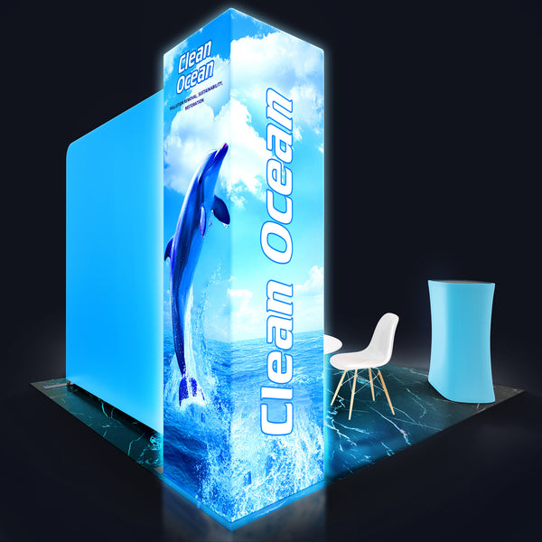 8ft LED Trade Show Display Backlit Tower, 2ft x 2ft x 8ft, Square Trad ...