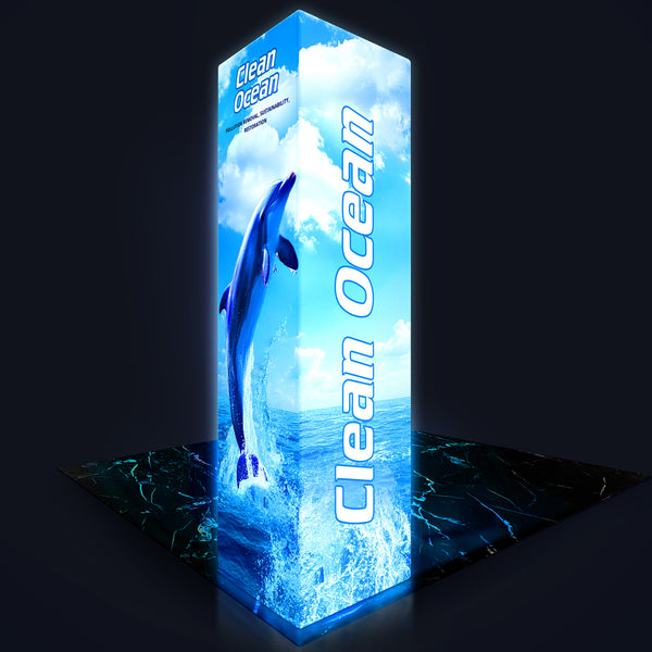 8ft LED Trade Show Display Backlit Tower, 2ft x 2ft x 8ft, Square Trad ...